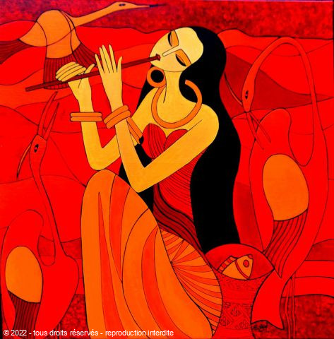 LA FLUTISTE - Peinture - Brigitte Bonnet